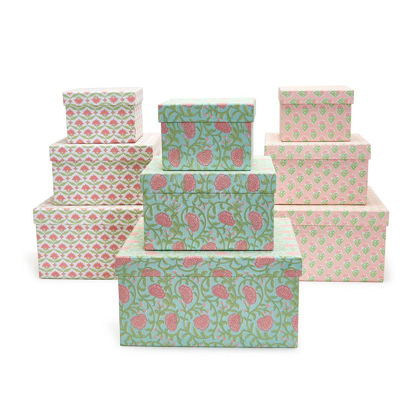 Floral Block Print Nesting Boxes | Miss Cayce's