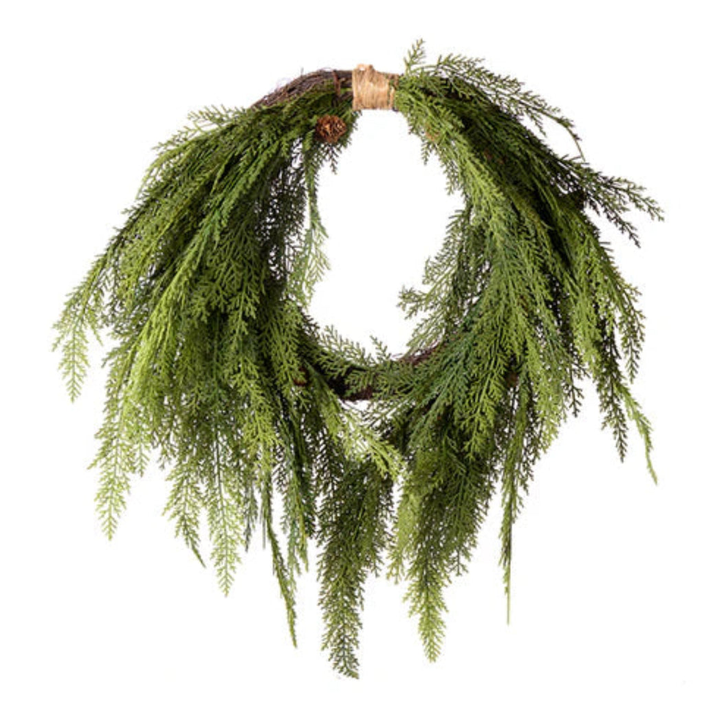 Real Touch Weeping Cedar Wreath, 28" – Miss Cayce's