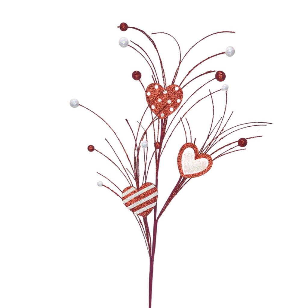 Glitter Heart Twig Spray – Miss Cayce's